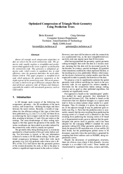 Pdf Optimized Triangle Mesh Compression Using Prediction Trees