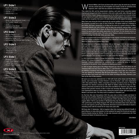 Bill Evans Piano Platinum Jazz Limited Edition Silver Vinyl 3