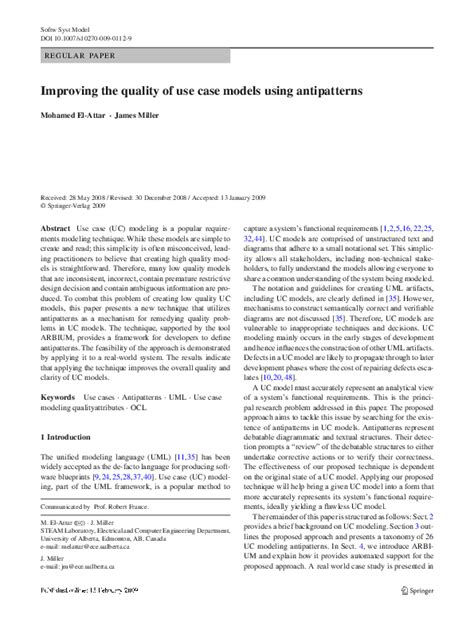 Pdf Improving The Quality Of Use Case Models Using Antipatterns