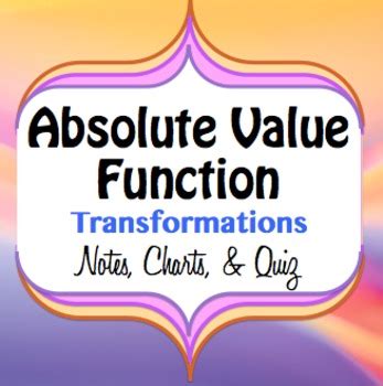 Absolute Value Function Graph Transformations Notes Charts And Quiz