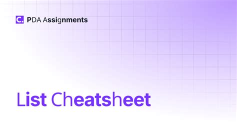 List Cheatsheet Pda Assignments