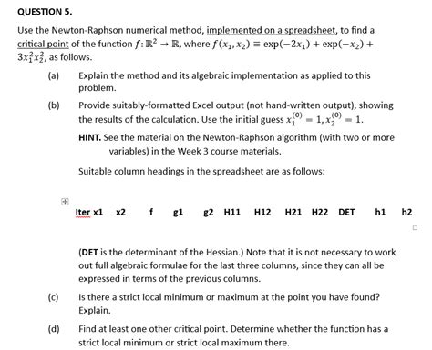 solved question 5e the newton raphson numerical method