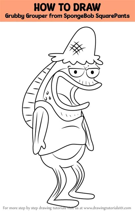 How To Draw Grubby Grouper From Spongebob Squarepants Spongebob Squarepants Step By Step