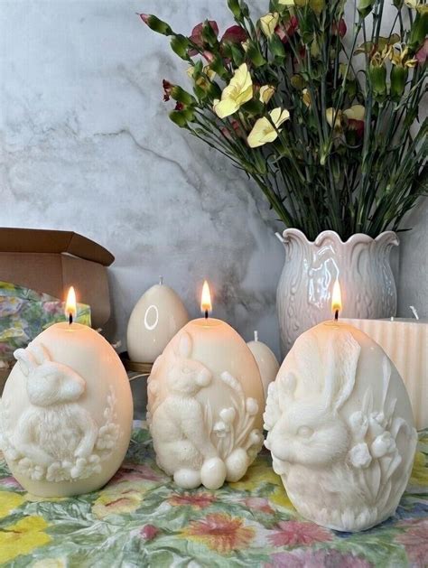 Handmade Easter Bunny Soy Wax Candle Set Spring Decor Etsy