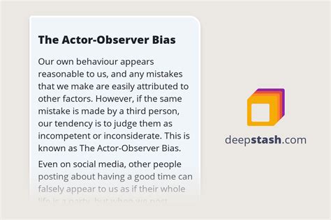 The Actor Observer Bias Deepstash