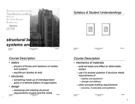 Arch 331 Lecture 01 Architectural Structures Form Behavior And Designpdf Civil
