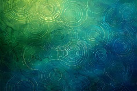 Abstract Teal And Green Concentric Circles Design Swirling Patterns