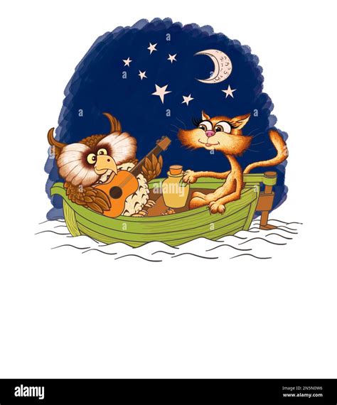 Art Illustrating The Owl And The Pussycat Poem By Edward Lear The Owl