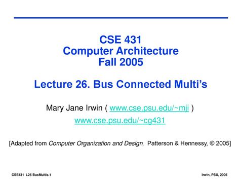 CSE 431 Computer Architecture Fall Lecture 26. Bus Connected Multi’s ...