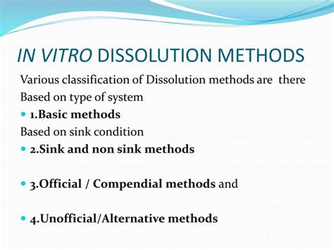 In Vitro Dissolution Testing Methods Pdf Chemistry Science