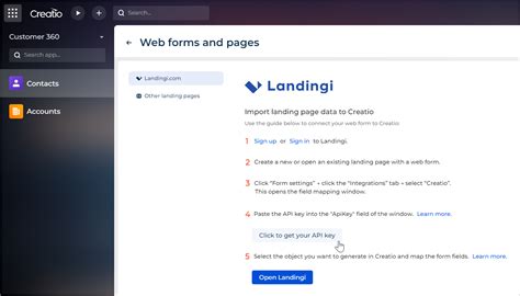 In App Creatio Integration Help Center Landingi