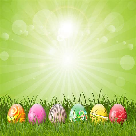 Easter Eggs In Grass 209631 Vector Art At Vecteezy