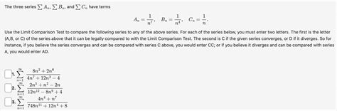 solved the three series ∑an ∑bn and ∑cn have terms