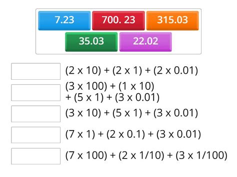 Expanded Notation Decimals Match Up Expanded Notation Decimals Match Up