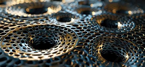 Abstract Close Up Of A Textured Surface With Circular Perforations And Reflective Properties