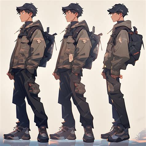 Premium Ai Image Hand Drawn Tall Boy With Post Apocalyptic Mercenary Outfit Worn Armor A Anime