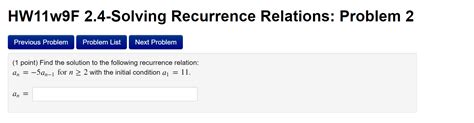 Solved Hw11w9f 2 4 Solving Recurrence Relations Problem 2