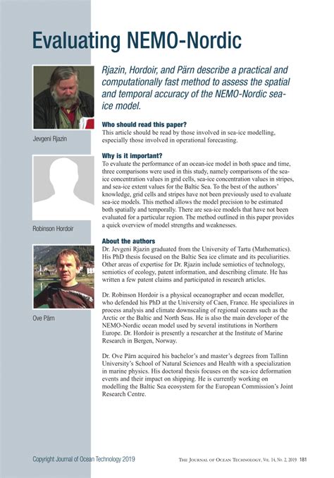 pdf evaluation of the nemo nordic model by comparing the sea ice