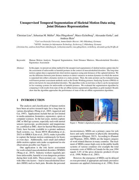 Pdf Unsupervised Temporal Segmentation Of Skeletal Motion Data Using Joint Distance Representation