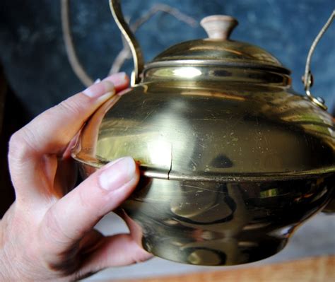 Brass Tea Pot Vintage Rustic Brass Tea Kettle Wood Handle Etsy