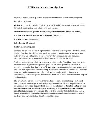 Ib Dp History Ia Reflection Sheet Teaching Resources