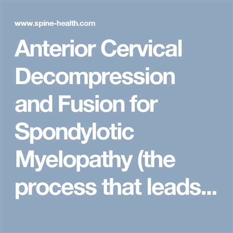 Anterior Cervical Decompression And Spine Fusion Procedure Cervical
