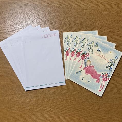 出産祝い 出産報告 レターセット 写真カード 昭和レトロ アンティーク メルカリ