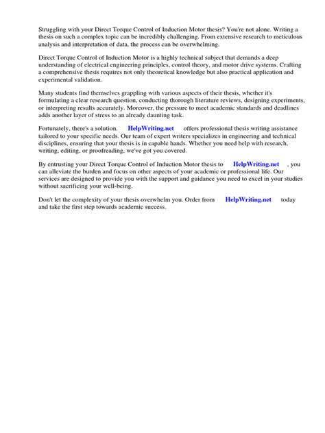 Direct Torque Control Of Induction Motor Thesis Pdf Electric Motor