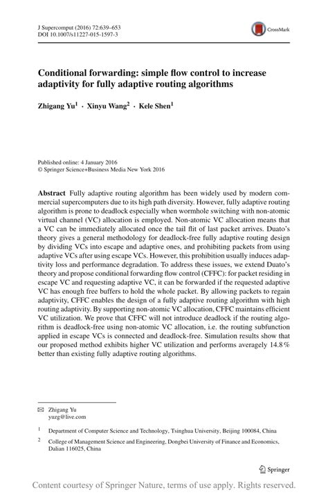 Conditional Forwarding Simple Flow Control To Increase Adaptivity For