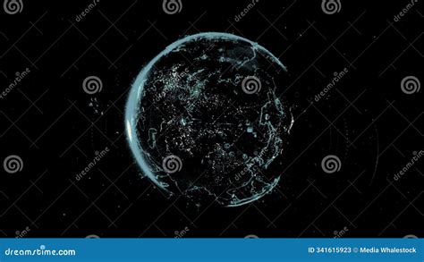 Abstract Animation Of Digital Earth Globe Rotating With Digital Data Globe Loop And Data Network