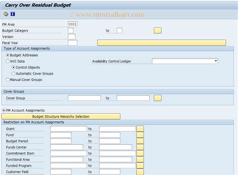 FMMPCOVRN SAP Tcode Carry Over Residual Budget