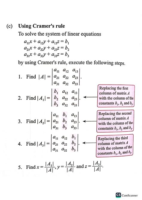 Cramers Rule Mathematics Mathmetics Camscanner Studocu