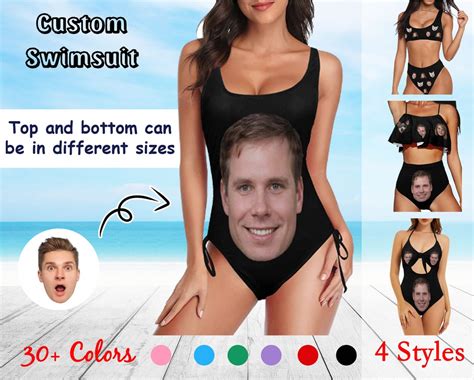 Custom Swimsuit Face Personalized Face Bikini For Women Custom Photo