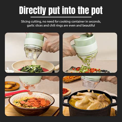 Badu Bg 4 в 1 Ръчна електрическа трошачка за зеленчуци с чили Многофункционална резачка за