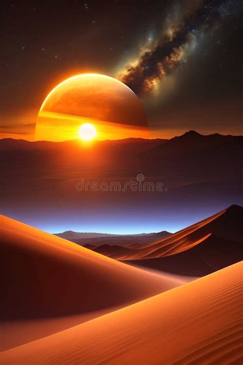 There Are Two Suns Above The Another Planet Generated By Ai Stock