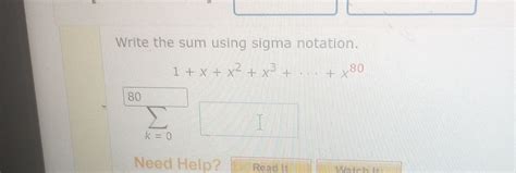 Solved Write The Sum Using Sigma Notation 1xx2x3cdotsx