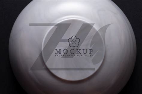 دانلود فایل لایه باز موکاپ لوگو حکاکی شده پشت کاسه چینی دانلود رایگان فایل لایه باز، Psd