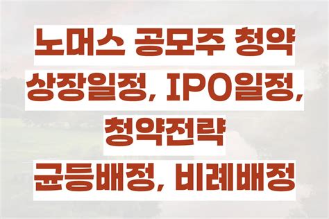 노머스 공모주 청약 상장일정 Ipo일정 청약전략 균등배정 비례배정 정보가이드