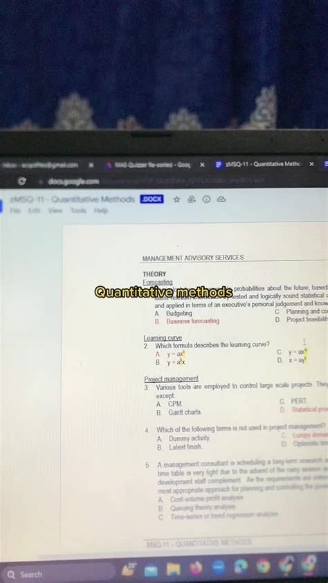 Quantitative Methods Formulas Semester I Quantitative Techniques Pdf