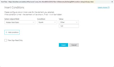 Word Add In Conditions On Hidden Fields Titan Docs