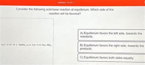 Solved Consider The Following Acid Base Reaction At