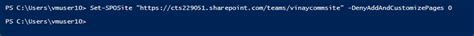 enable disable custom scripting using sharepoint management shell