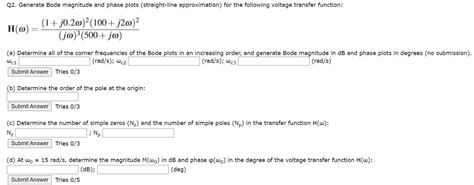 Solved Q2 Generate Bode Magnitude And Phase Plots