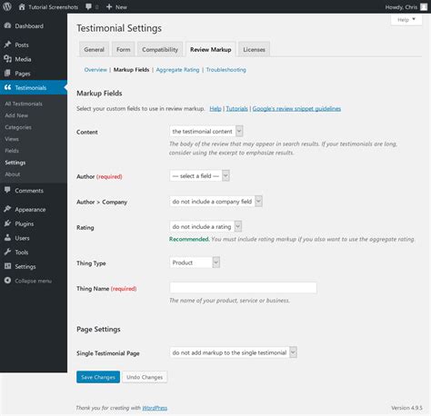 using review markup strong testimonials