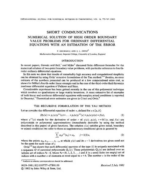 Pdf Numerical Solution Of High Order Boundary Value Problems For