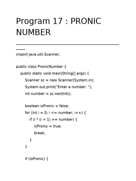 Program 17 Pronic Number Pdf Program 17 Pronic Number Pdf