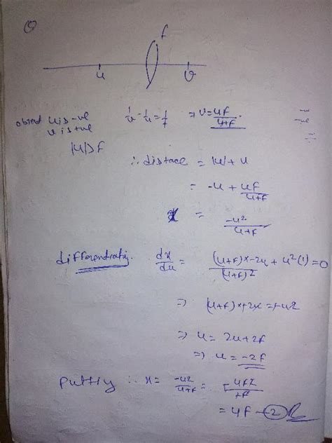 The Minimum Distance Between An Object And Its Real Image In A Convex Lens Is F Focal Length