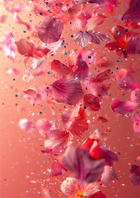 A Vibrant Display Of Floating Flower Petals Against A Soft Background