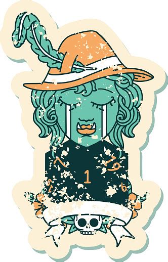 자연스러운 D20 롤 일러스트레이션으로 우는 오크 바드 캐릭터 굴리기에 대한 스톡 벡터 아트 및 기타 이미지 굴리기 깃털