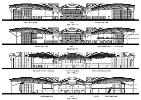 Airport Terminal Building Layout Cad File In 2025 Building Layout Conceptual Architecture